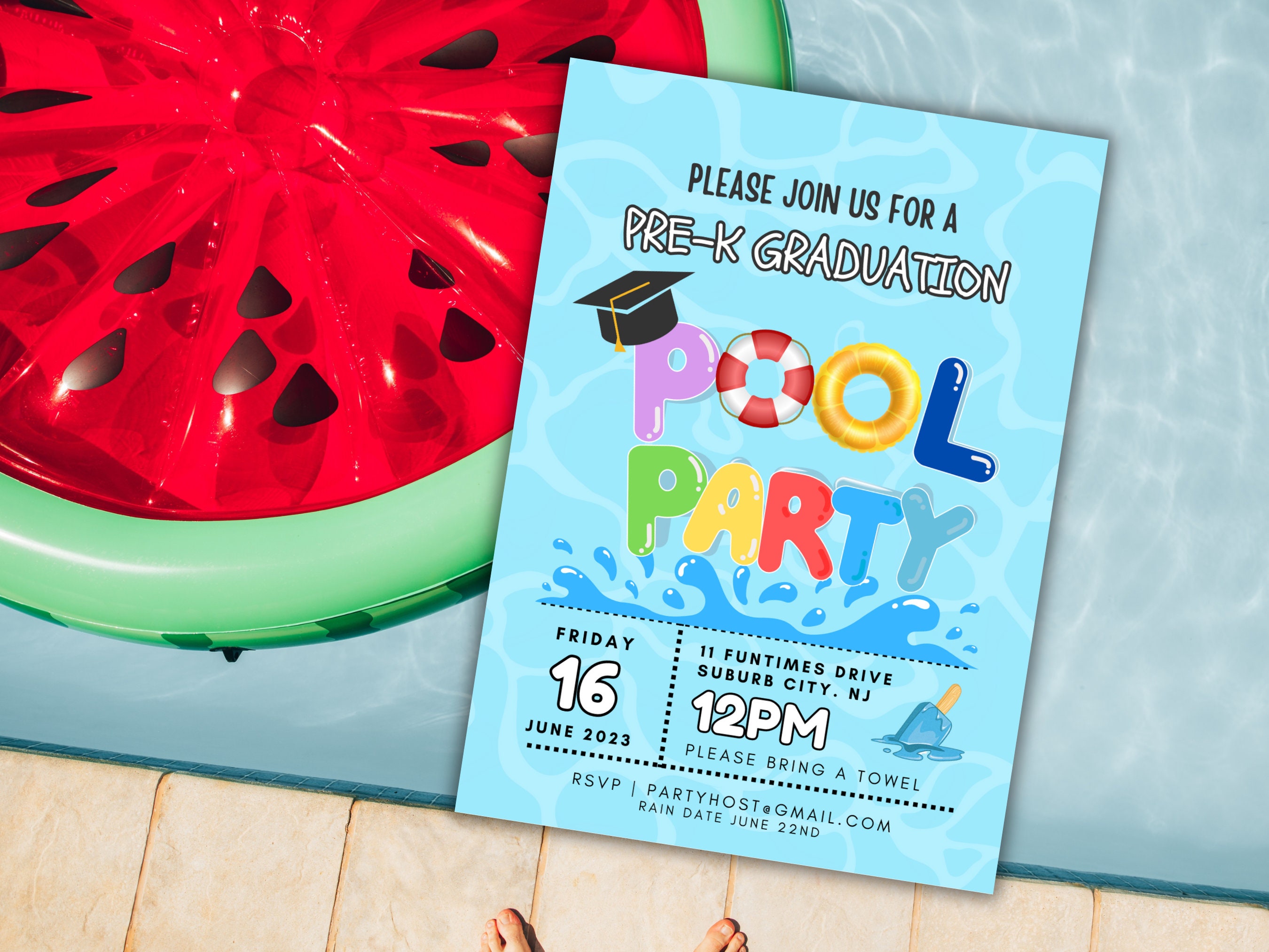 EDITABLE Graduation Pool Party Invitation Digital Download- Pool Party ...