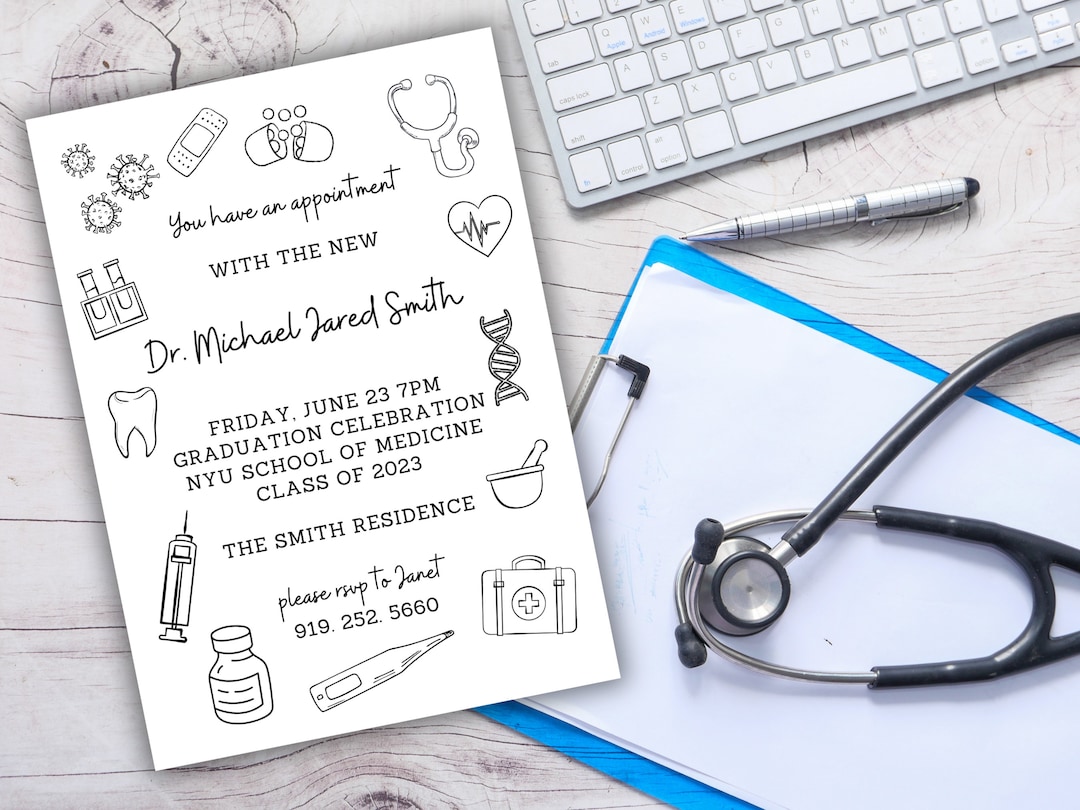 EDITABLE Medical School Graduation Party Invitation, Med School, Dental ...