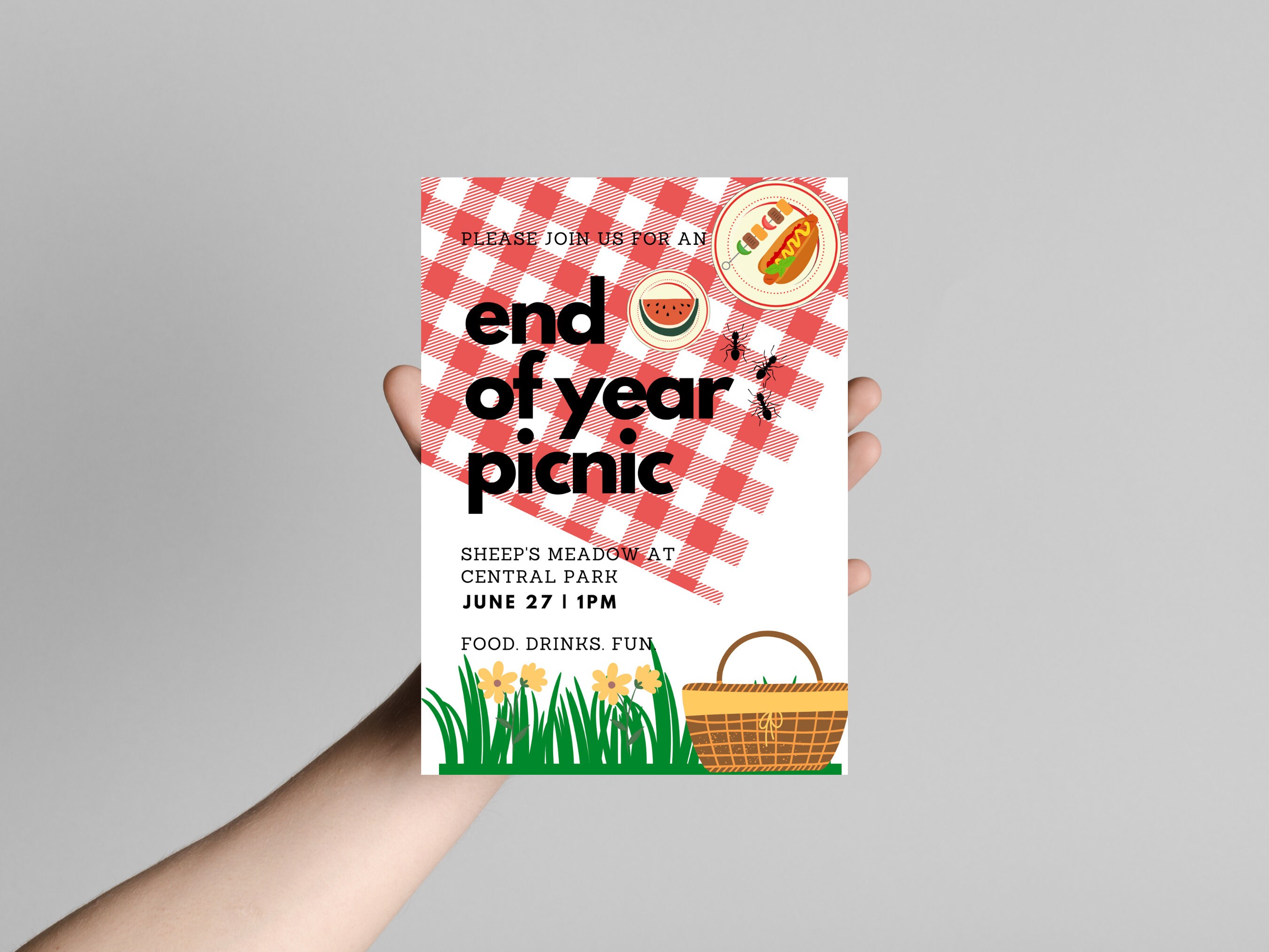 EDITABLE Picnic Invitation- End of Year, Summer Picnic Invite, Family ...