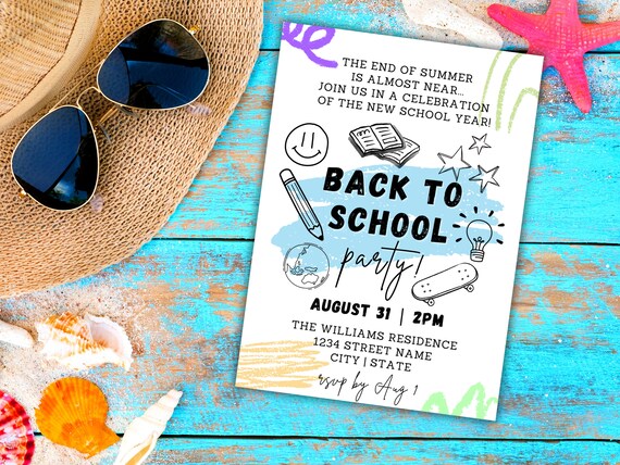 Invitations For First Day Of School Back To School Chalkboard Poster