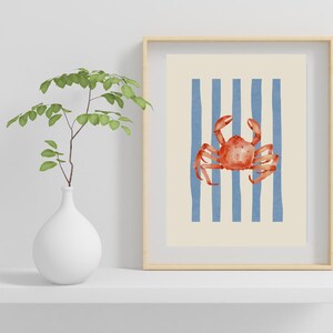 Coastal Crab Art Print: Nautical Watercolor Beach House Decor - Etsy