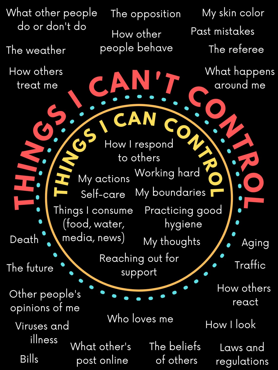 What I Can and Cannot Control (young Adults/adults) - Etsy