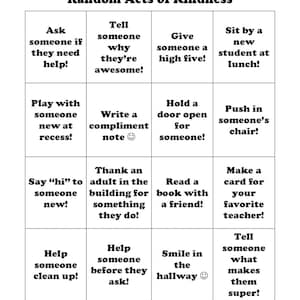 Random Acts of Kindness Bingo - Etsy