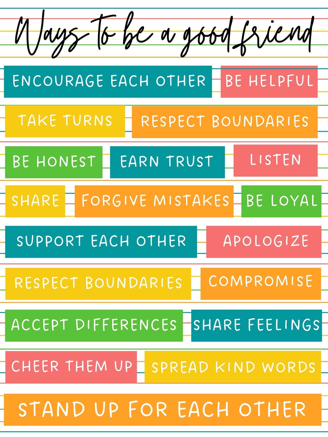 Ways to Be a Friend Poster-pdf - Etsy