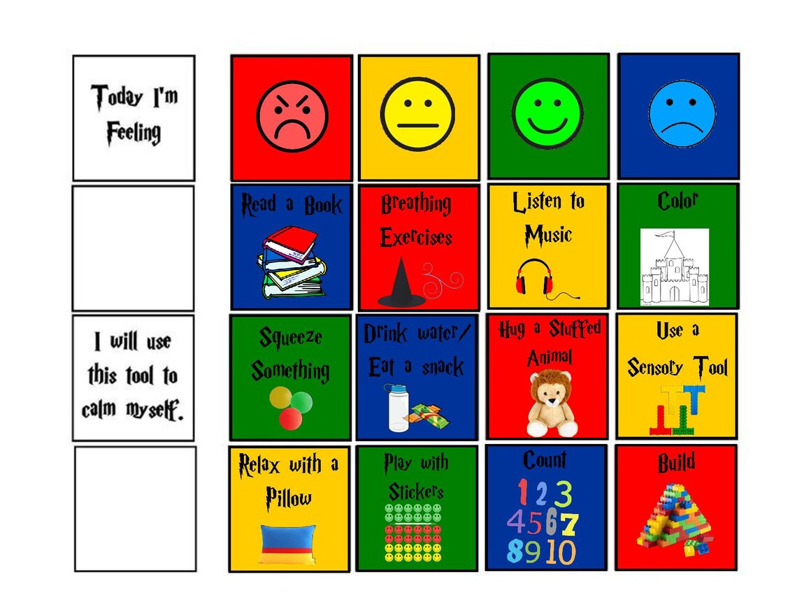 Self Regulation Chart - Etsy
