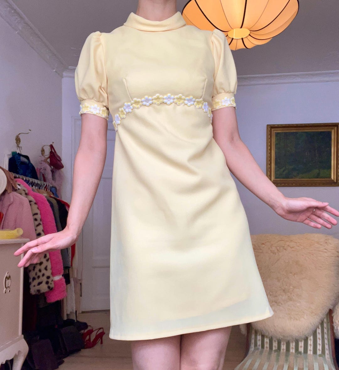 Vintage 1960s Butter Yellow Mini Mod Dress XXS - Etsy