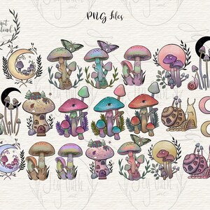 Colourful Mystical Mushrooms Clipart, Fall Forest Fungus Clipart ...