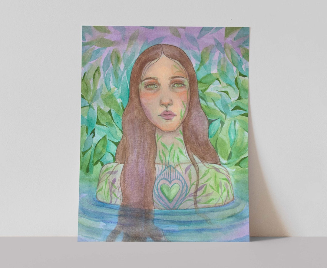 Watercolor Woman Nymph Printable Painting, Hand Painted Printable Art ...