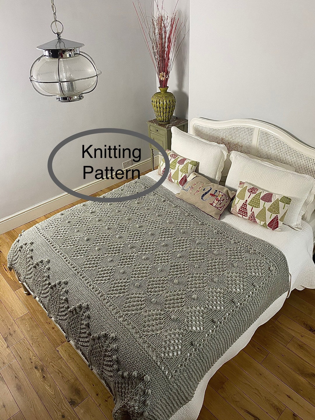 PDF Knitting Pattern in English Only.cones and Pines Blanket/bed-throw ...