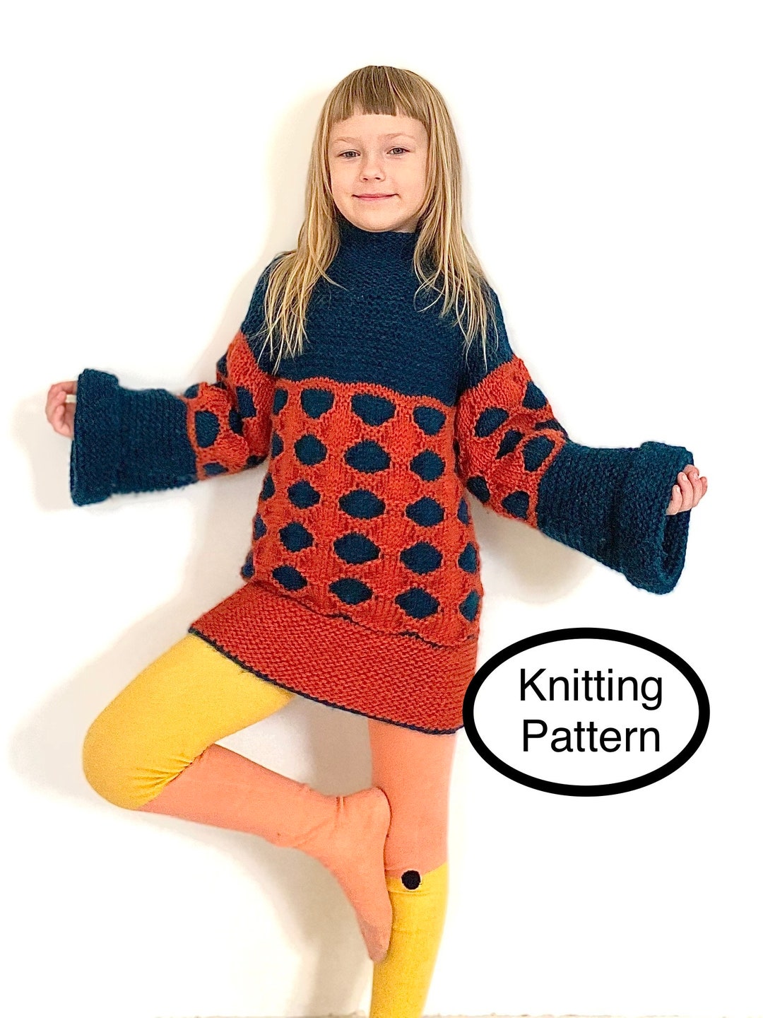 PDF Knitting Pattern Only.knitted Tunic Honeycomb Pattern for Girl Min ...