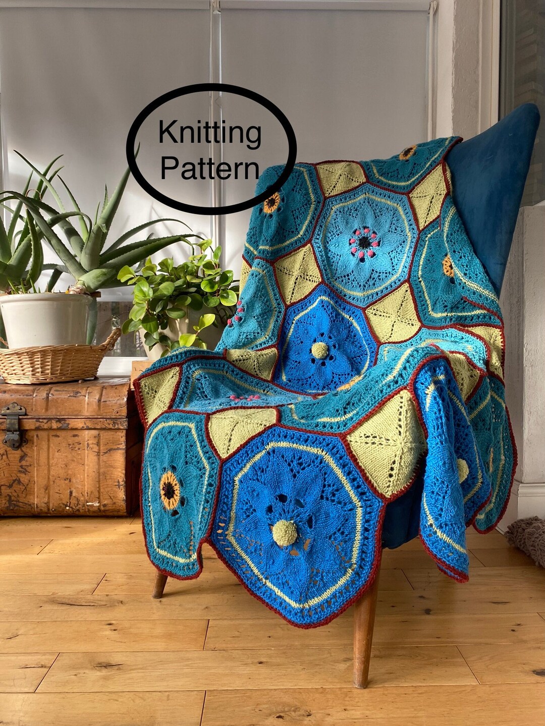 PDF Knitting Pattern in English Only.flowery Afghan.multicolour ...