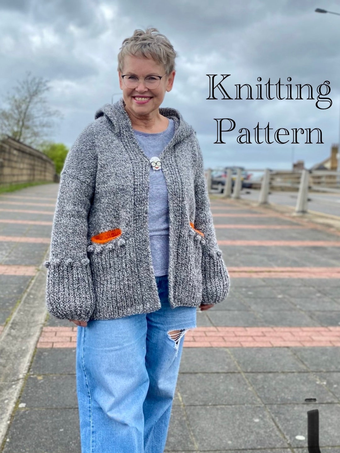 PDF Knitting Pattern in English Only.marled Hoody Cardigan.sizes Xs/s,m ...