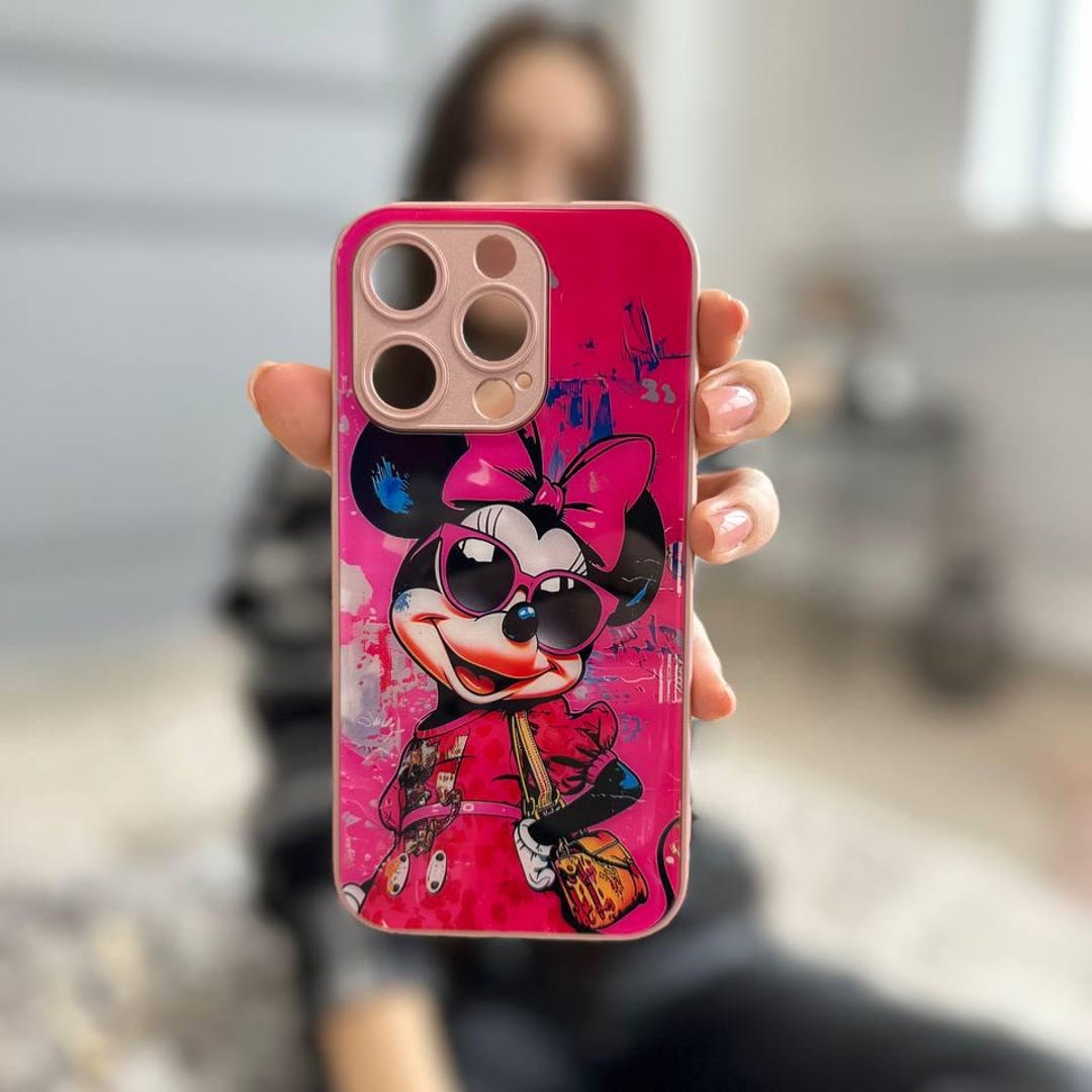 Stylish Mouse Girl iPhone 16 Pro Max Case, Pink Art Phone Cover for ...