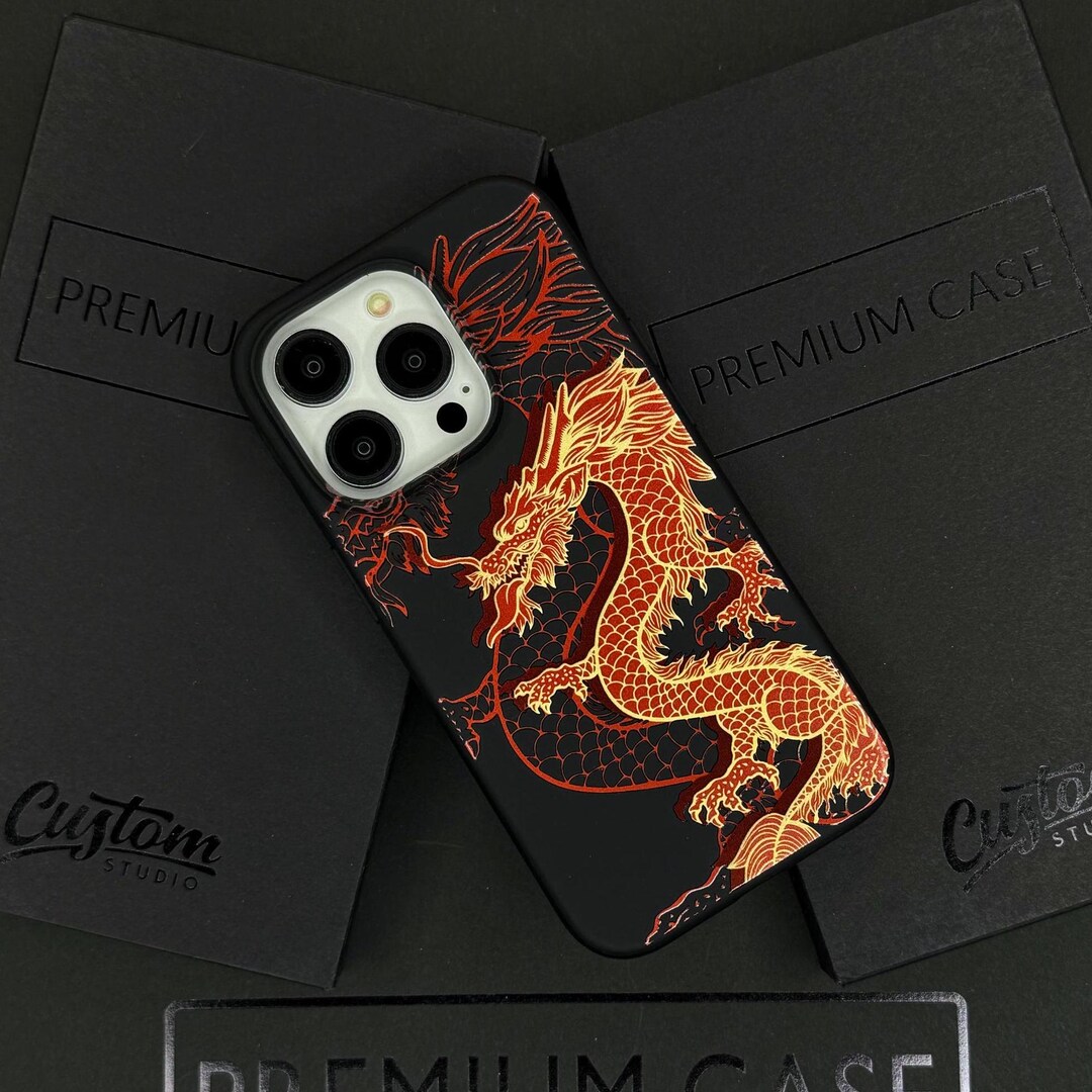 Red Dragon Aesthetic iPhone 16 Pro Max Case, Oriental Art Phone Cover ...
