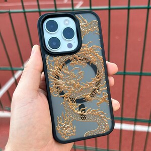 Golden Dragon iPhone 16 Pro Max Case, Chinese Art Phone Cover for ...