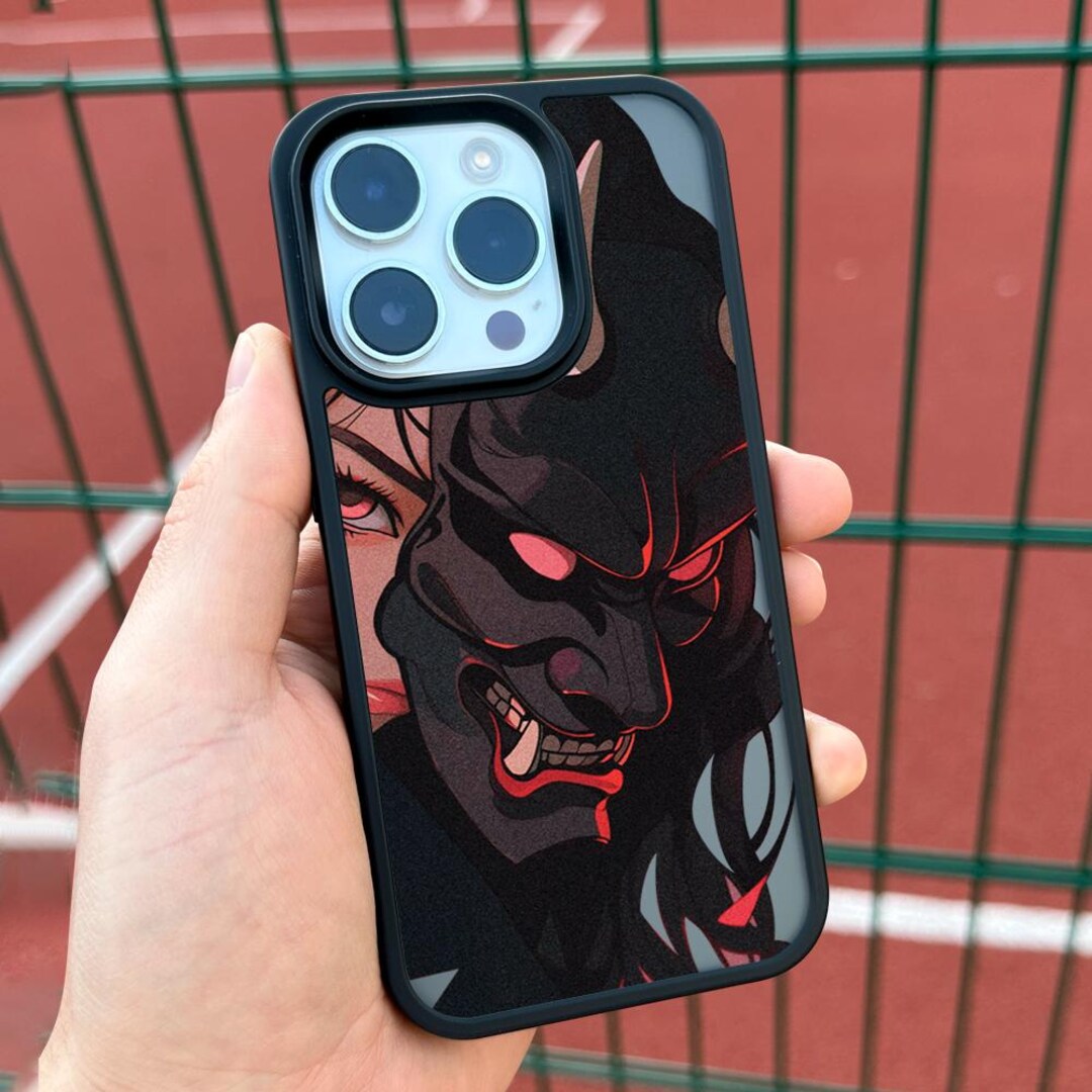 Demon Mask Girl iPhone 16 Pro Max Case, Oni Art Phone Cover for iPhone ...