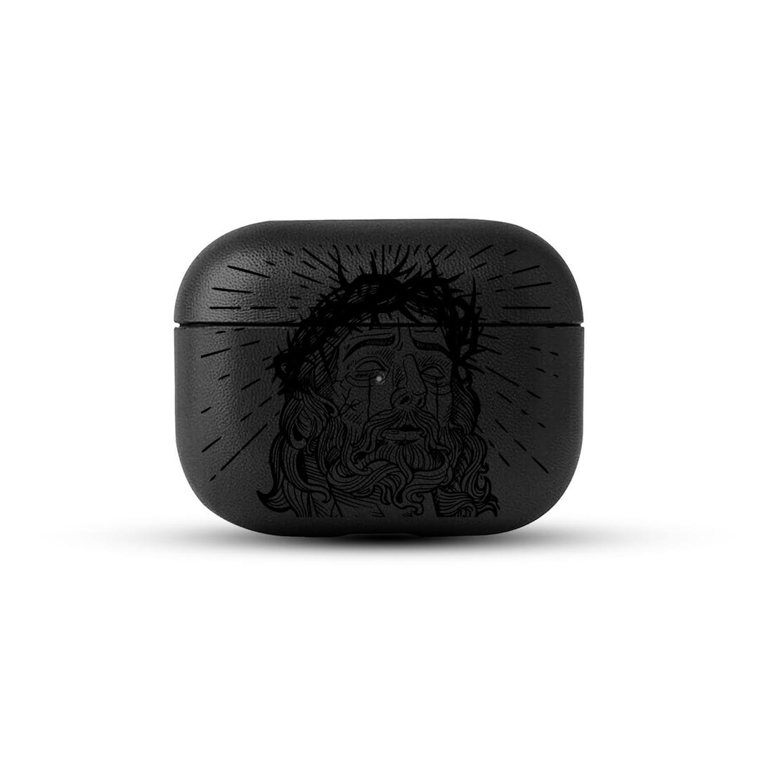 Jesus Christ Airpods Pro Eco Leather Case, Crown of Thorns Personalized ...