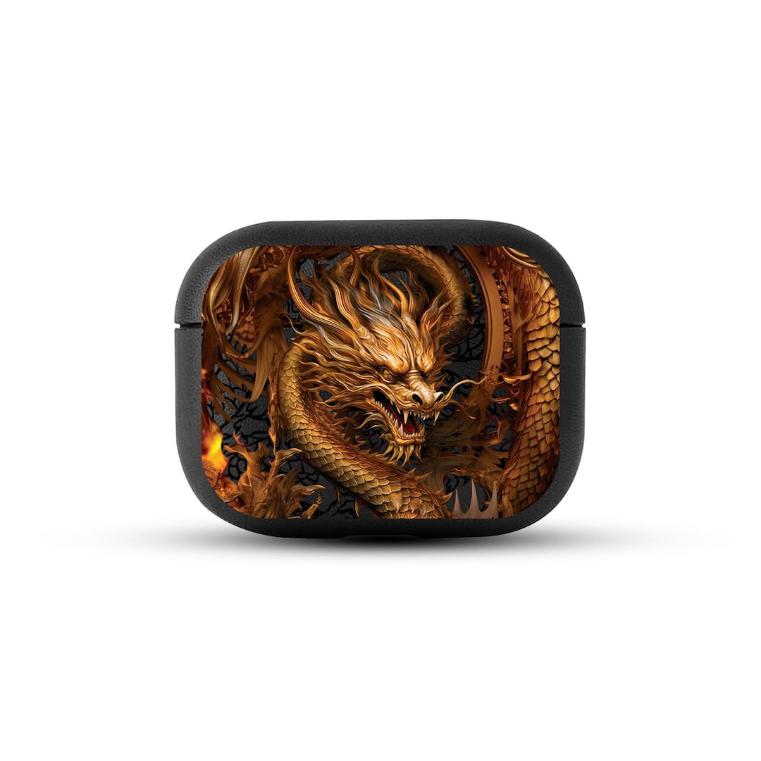 Chinese Dragon Airpods Pro Eco Leather Case, Gold Mythical Creature ...