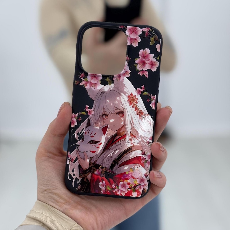 Fox Mask Girl iPhone 17 Pro Max Case, Sakura Art Phone Cover for iPhone ...
