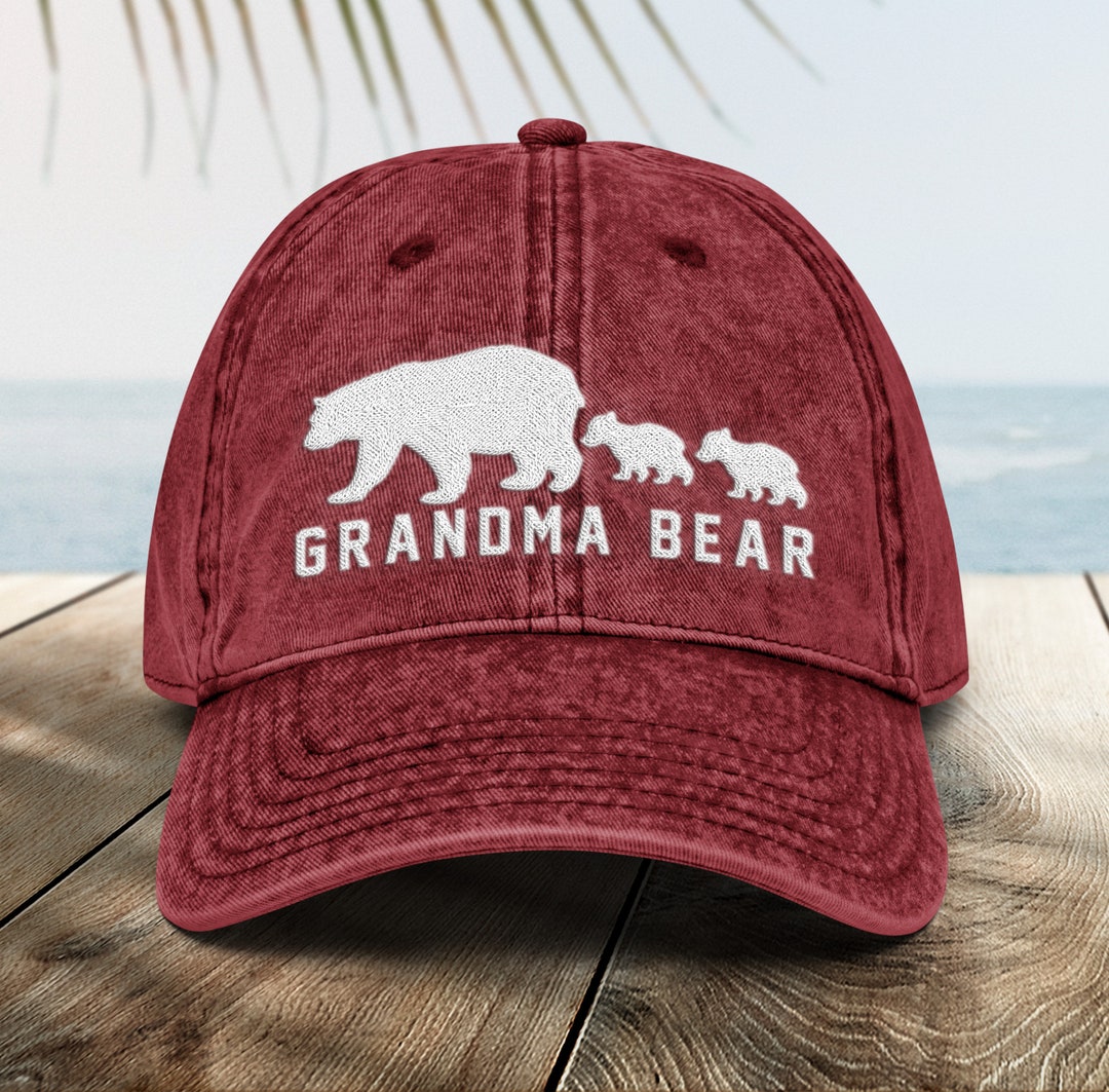 Grandma Bear Embroidered Vintage Style Hat • Grandma Cotton Twill Cap ...