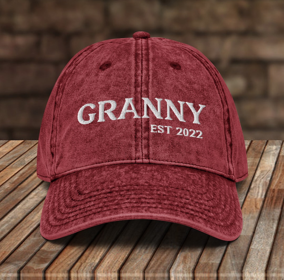 Vintage Embroidered Hat Gift for Grandmother • Grandparent Pregnancy ...
