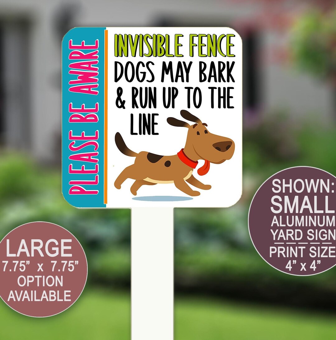 Invisible Fence Sign, Beware of Dog Sign, Fence Decor, Lawn Sign, Yard ...