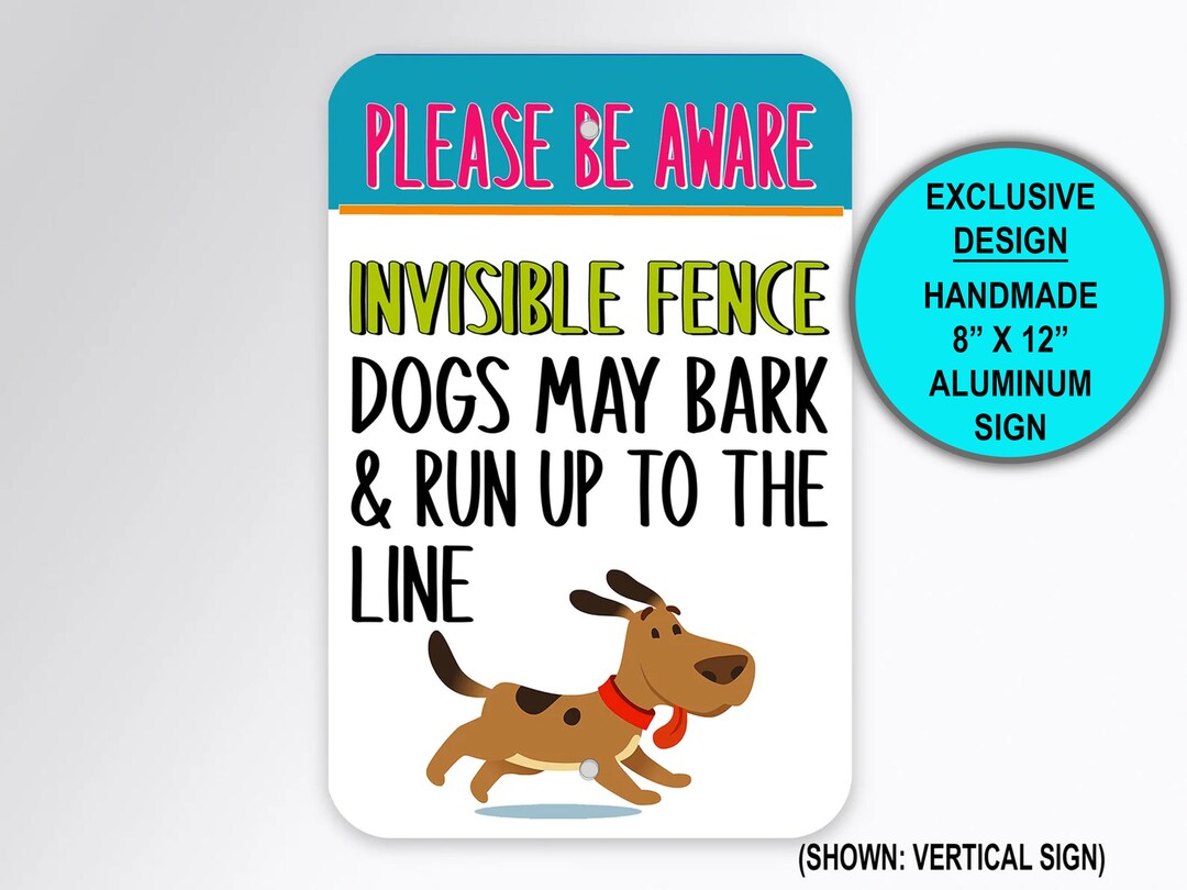 Invisible Fence Sign, Hanging Yard Signs, Beware of Dog Sign, Fence ...