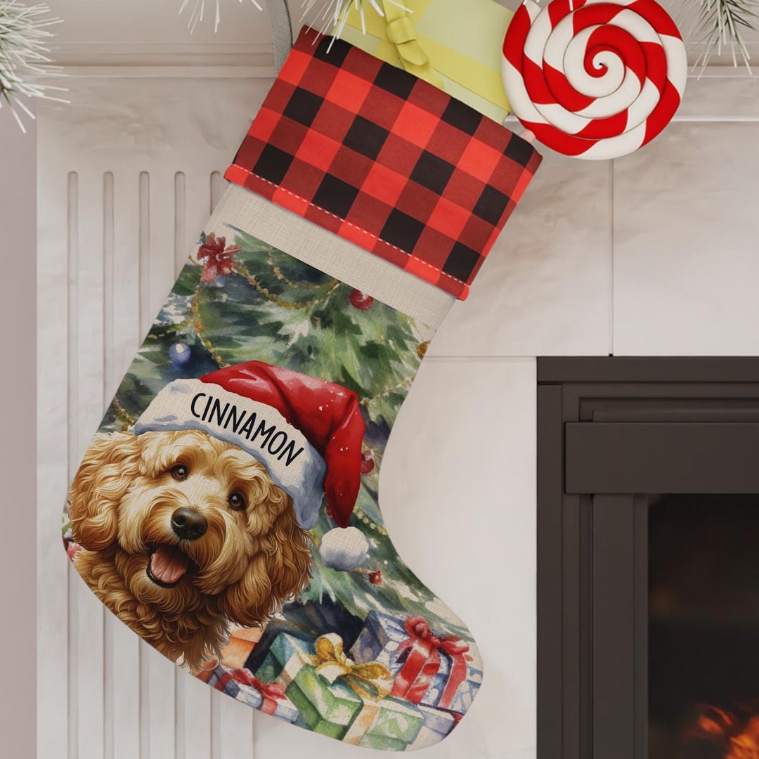 Labradoodle Personalized Dog Christmas Stocking, Custom Dog Doodle Mom ...
