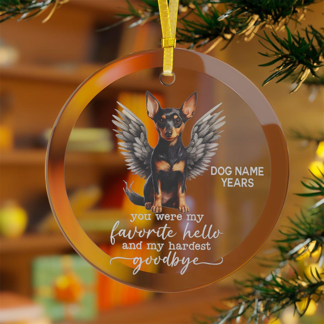 Doberman Beveled Glass Dog Memorial Ornament, Angel Wing Christmas Tree ...