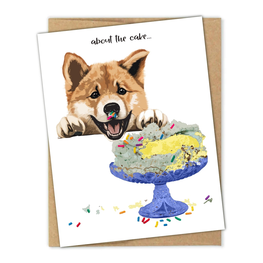 About the Cake Akita Happy Birthday Card, Peeking Dog Friend Birthday ...