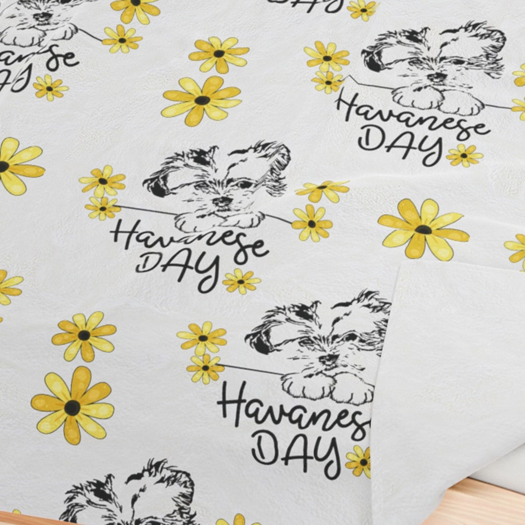 Havanese Day Daisies Plush Velveteen Throw Blanket, Movie Night Couch ...