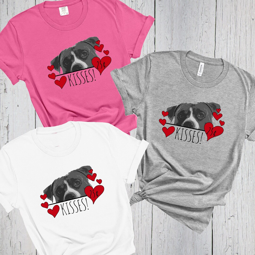 Pit Bull Kisses Peeking Dog Valentines Day Shirt, Fur Mama Tee, Dog ...