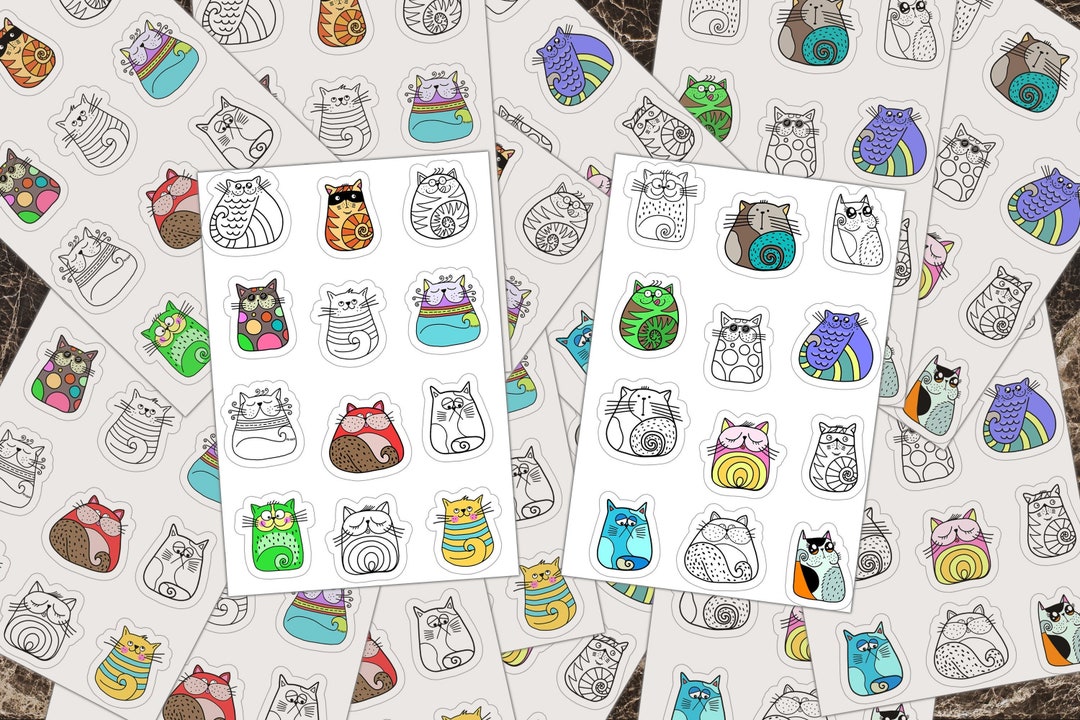 Sticker Sheets, Doodle Cats, Kitty Stickers, Kitten Sticker, Planning ...