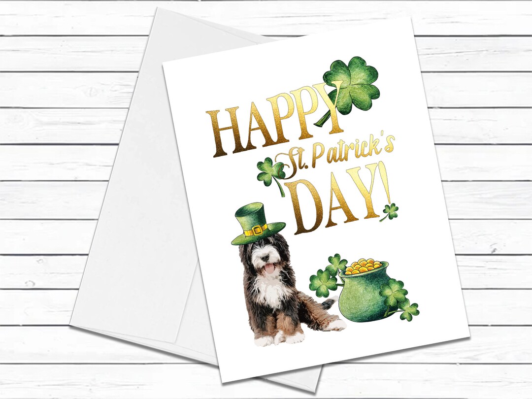 Bernedoodle Dog, St Patricks Day Cards, Dog Mom Card, Funny Card From ...
