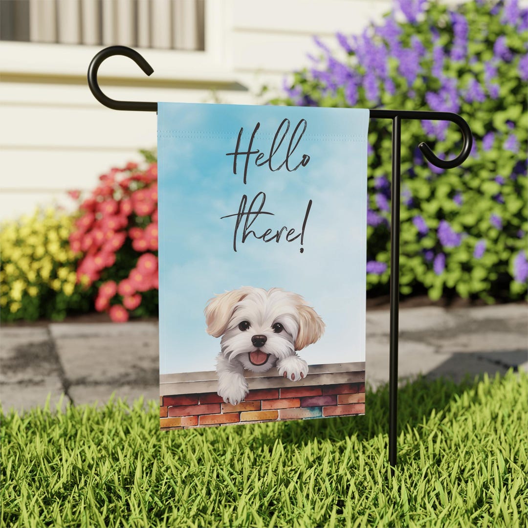 Maltese Hello There Peeking Dog Garden Flag, Double-sided Outdoor ...