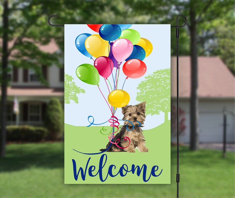 Yorkshire Terrier House Flags Welcome Sign Garden | Etsy