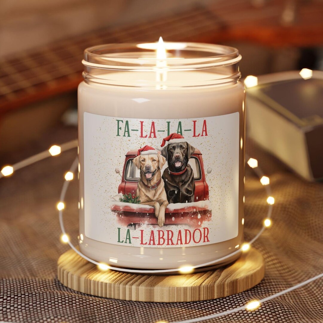 Fa La La Labrador Merry Christmas Candle, Funny Lab Pups Hostess Gift ...