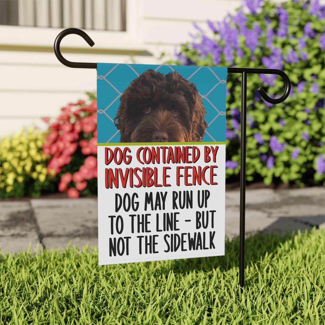 Personalized Dog Contained by Invisible Fence Yard Flag, Customize ...