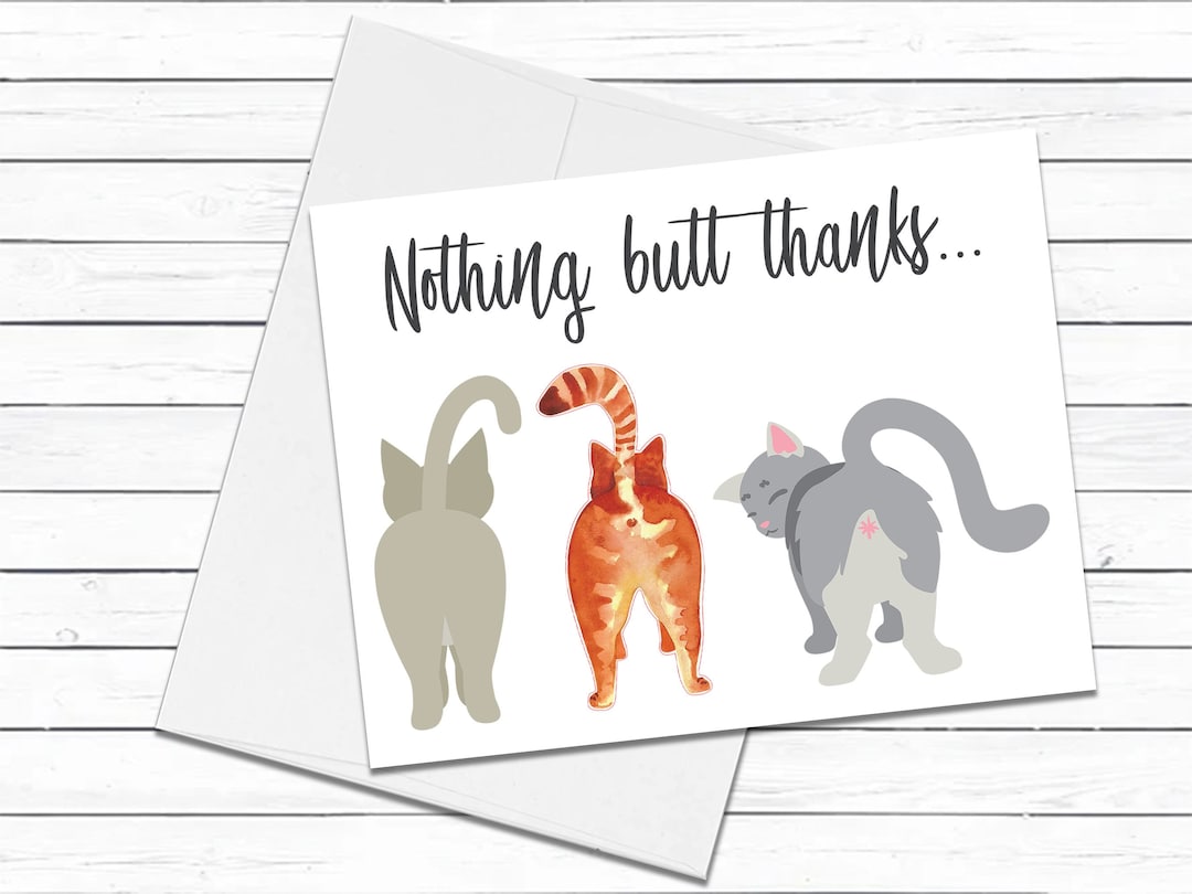 Cat Butt, Thank You Card, Cat Illustration, Orange Cat, Grey Cat ...