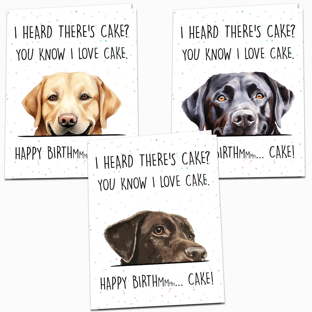 I Heard There's Cake Chocolate Lab Happy Birthday Card From Dog, Dog ...