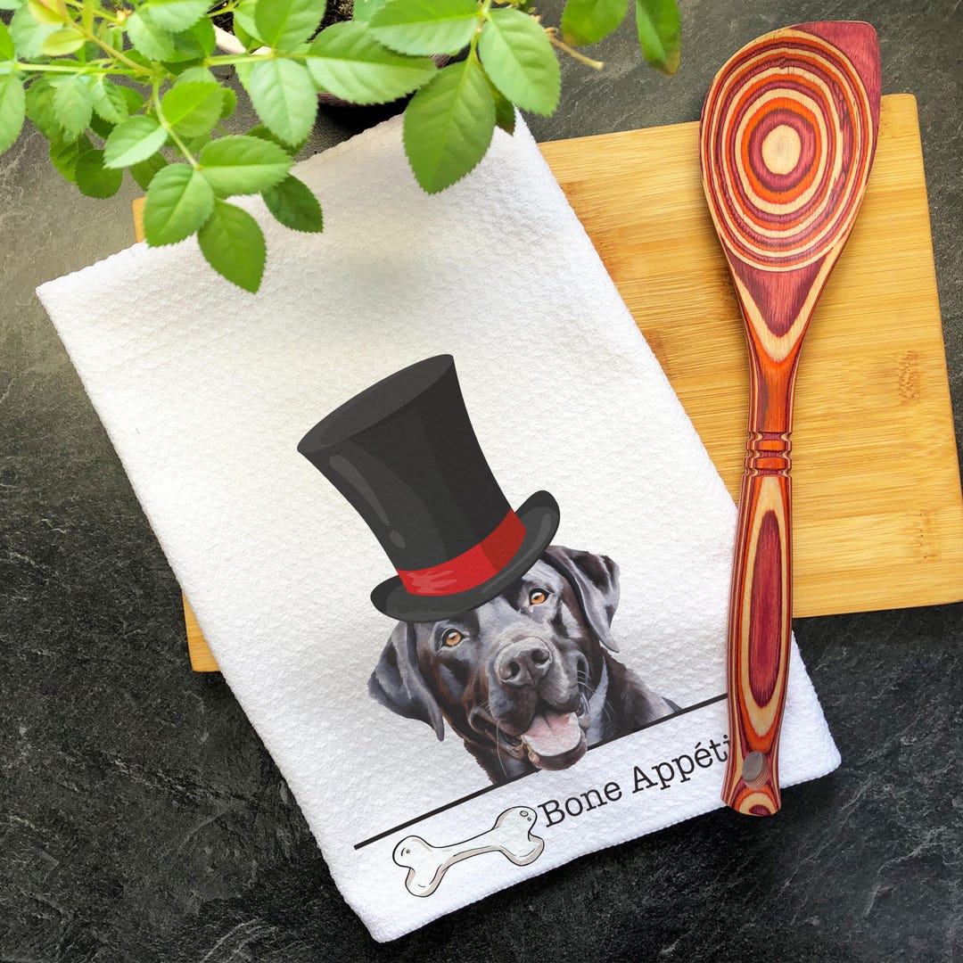 Bone Appétit Black Lab Dog Tea Towel, Labrador Retriever Mom Kitchen ...