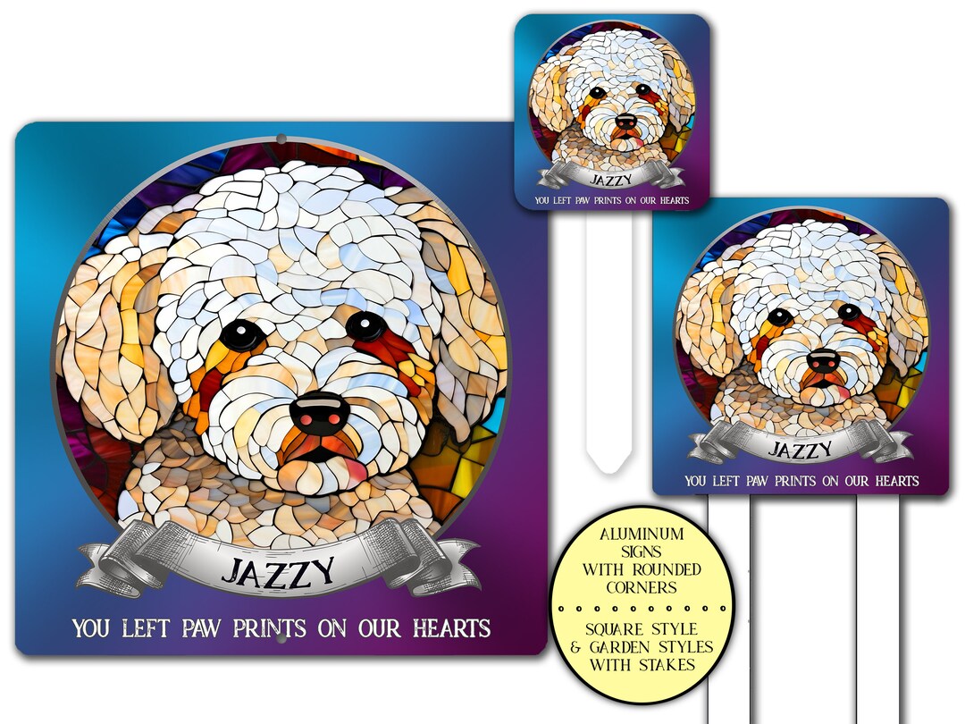 You Left Paw Prints on Our Hearts Bichon Poochon Poodle Metal Sign ...