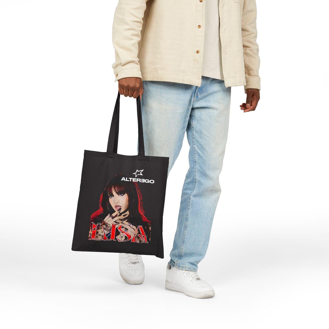 Lisa ALTEREGO Canvas Tote Bag, Cotton Canvas Tote Bag, Black Pink Lisa ...