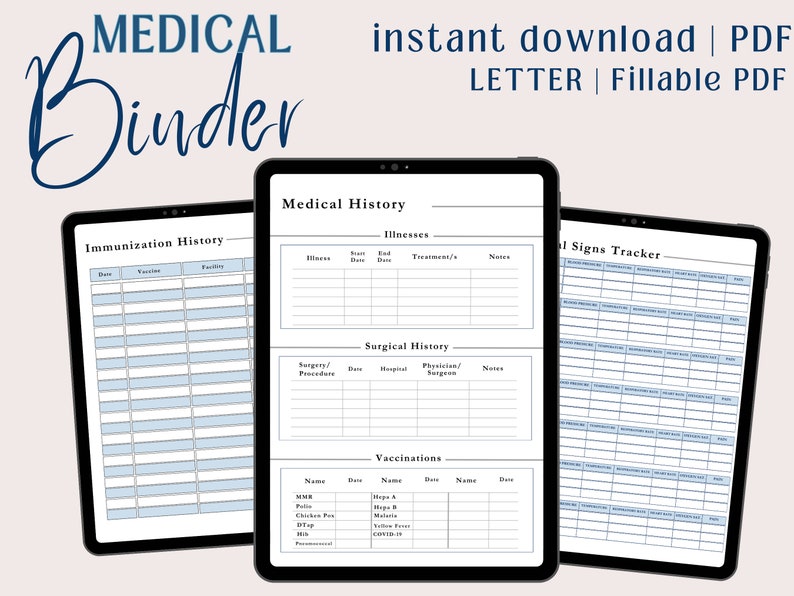PLR Medical Binder, Medical Planner, Printable Medical History, Family ...