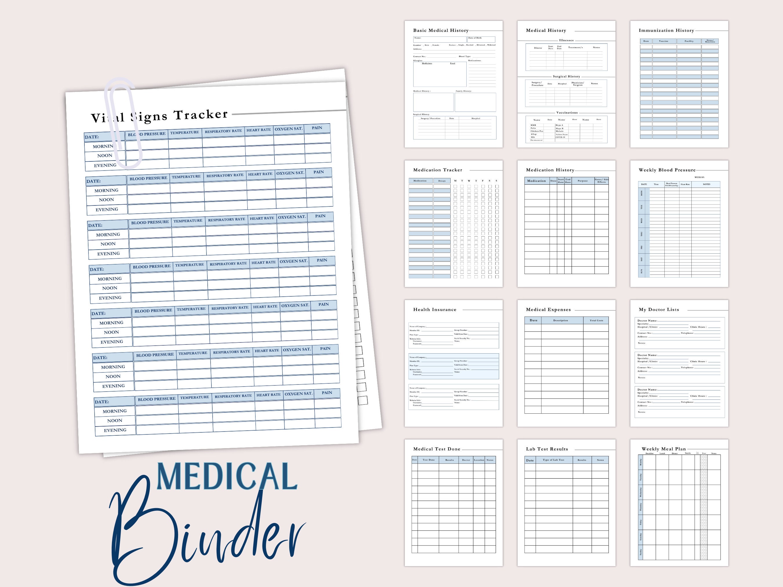 PLR Medical Binder, Medical Planner, Printable Medical History, Family ...