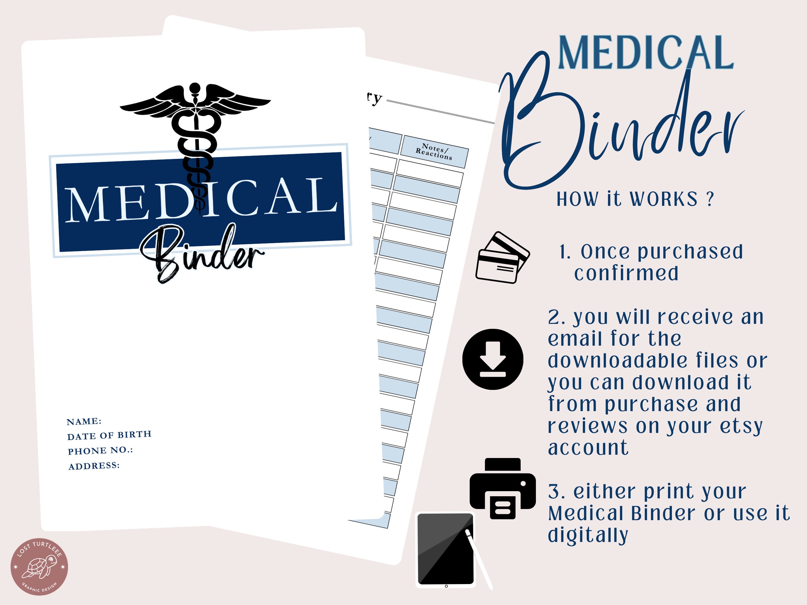 PLR Medical Binder, Medical Planner, Printable Medical History, Family ...