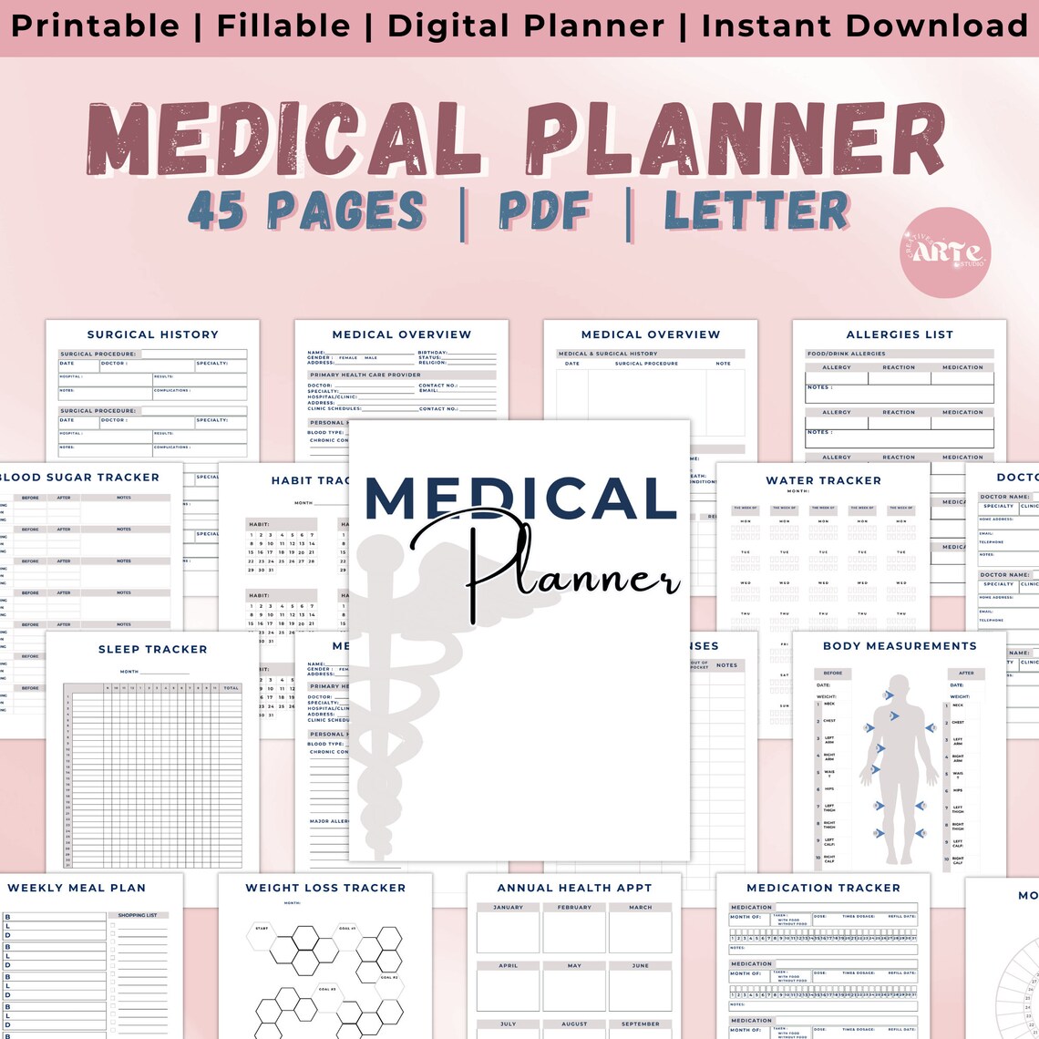 Fillable Medical Planner, Medical Binder, Printable Medical Forms ...