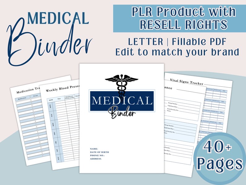 PLR Medical Binder, Medical Planner, Printable Medical History, Family ...