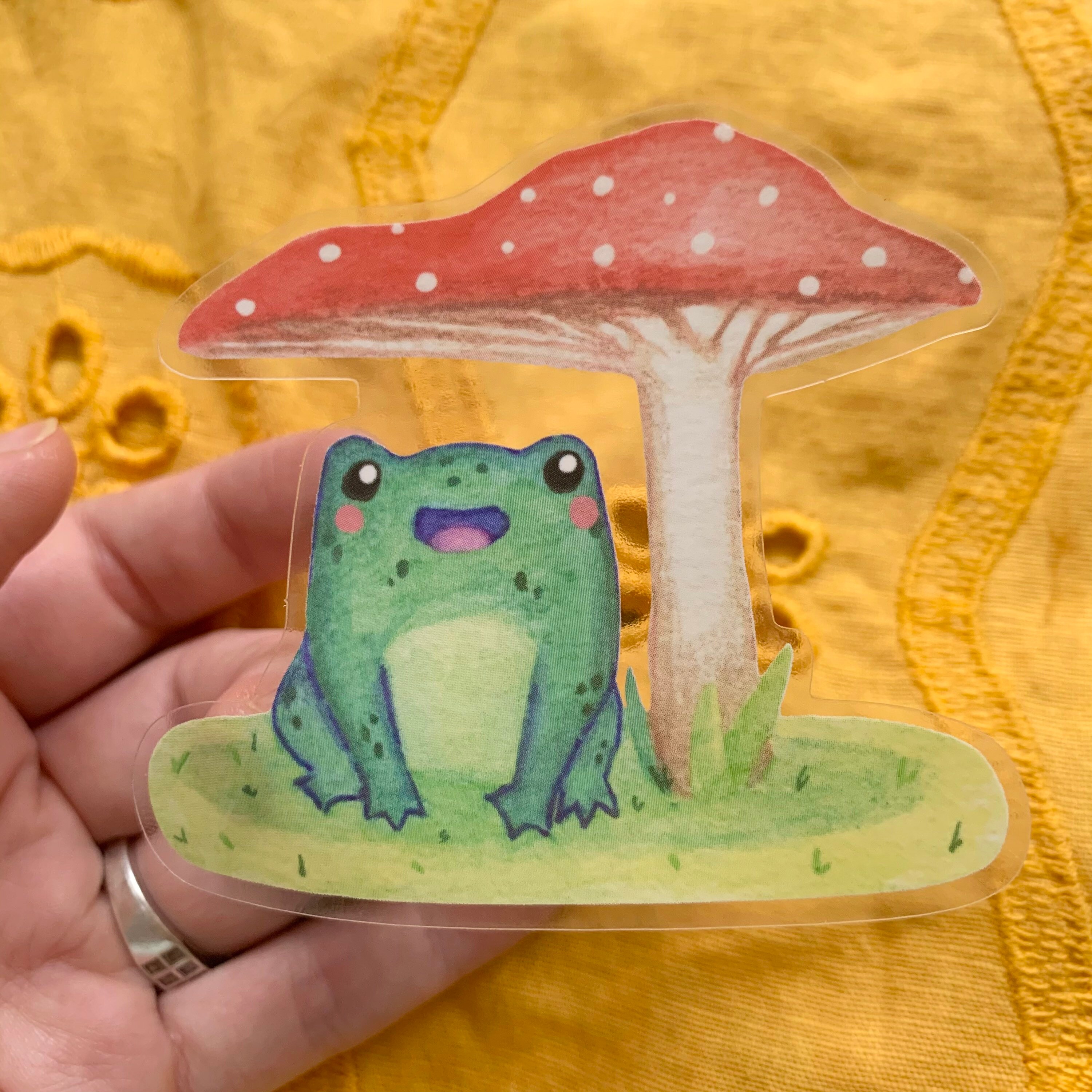 Cute Frog And Mushroom Clear Weatherproof Sticker Glossy Etsy cute-frog-and-mushroom-clear-weatherproof-sticker-glossy-etsy