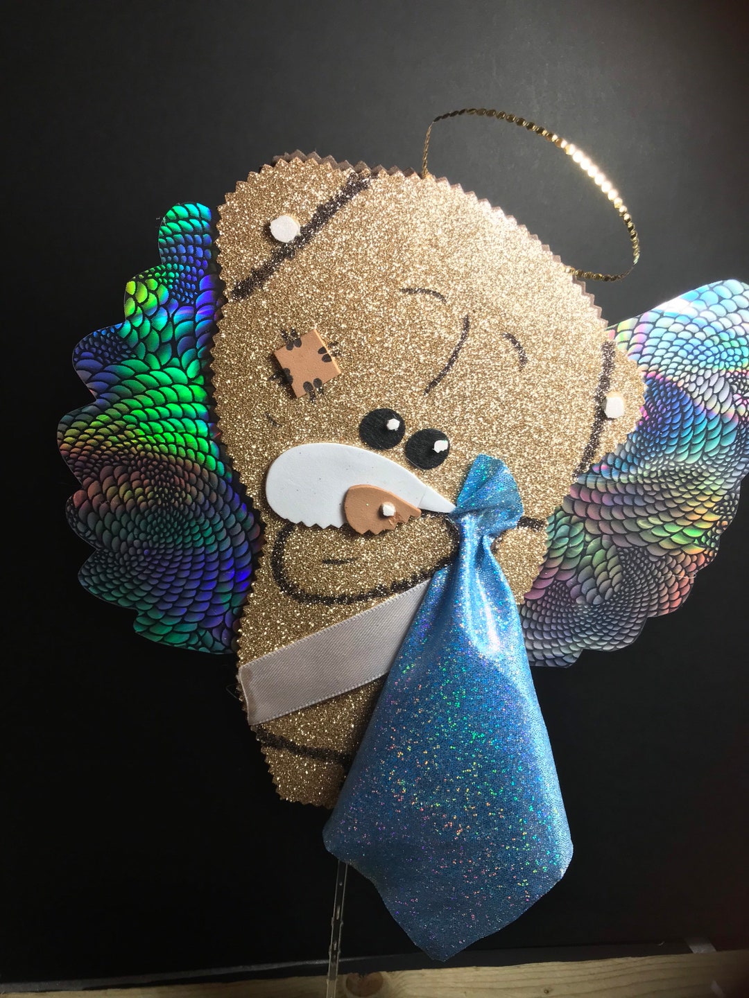 Golden Glitter Teddy Bear Personalised Memorial Tribute - Etsy
